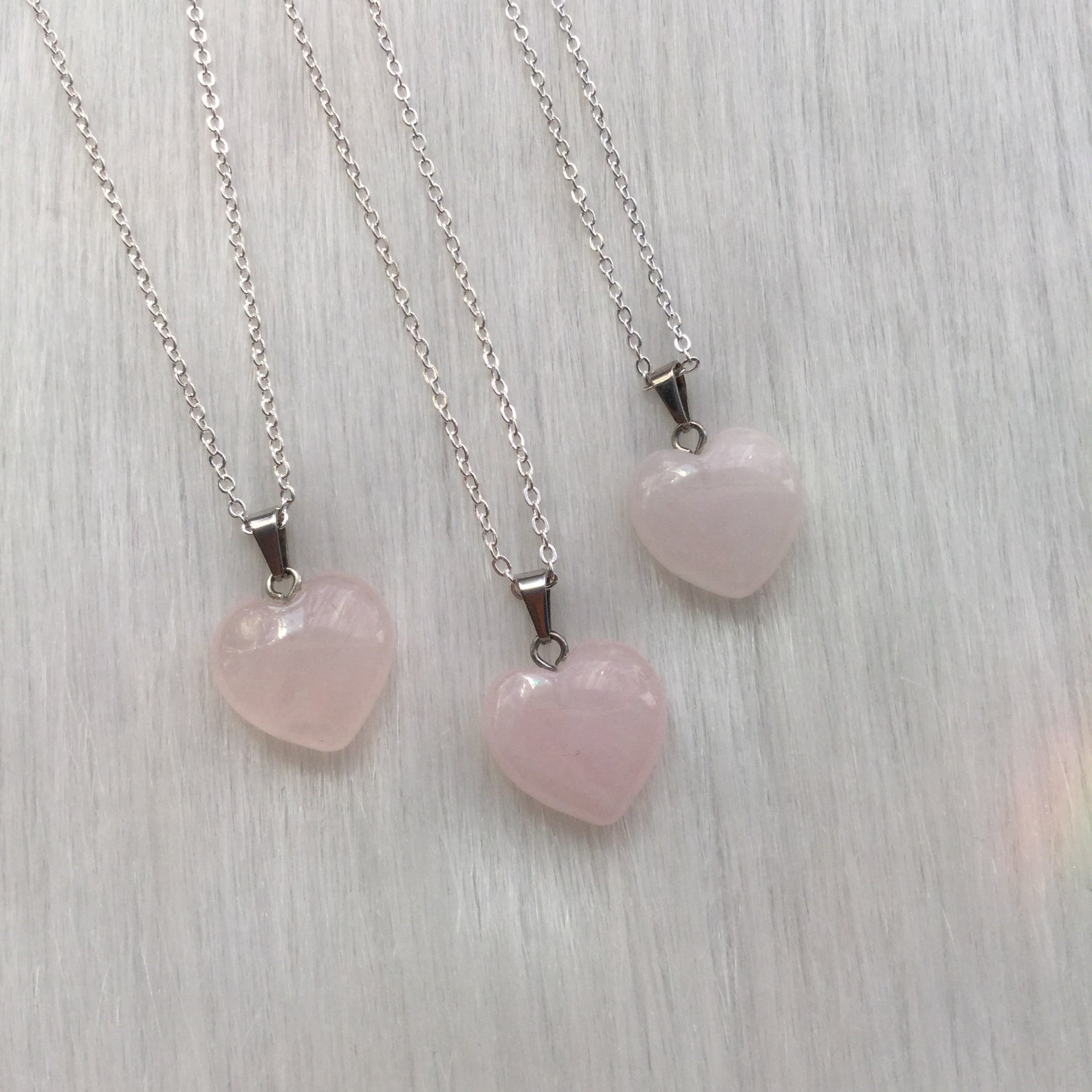 Pale Rose Quartz Heart Necklace Small 18mm on Your Choice of - Etsy