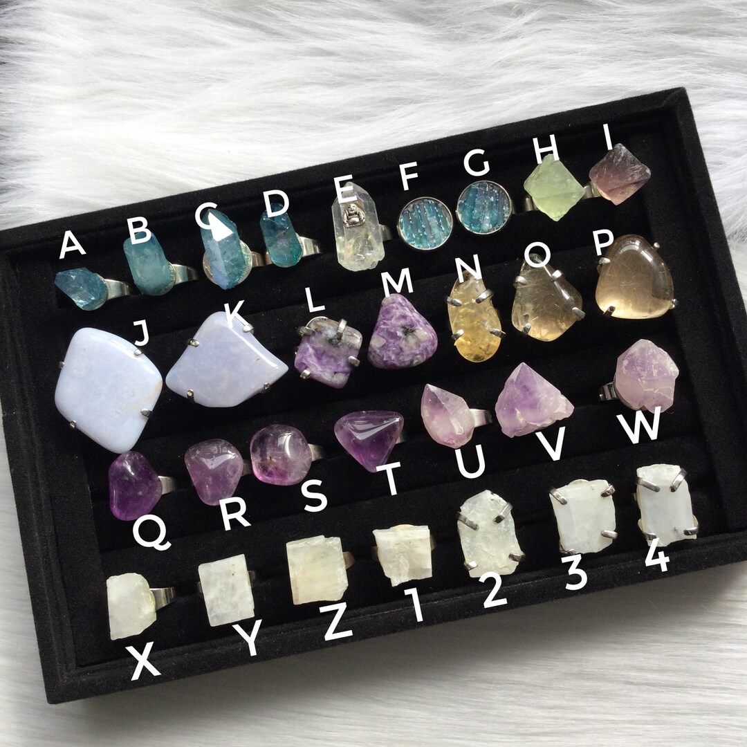 Gemstone Ring, Adjustable Large Crystal Statement Rings, Amethyst ...