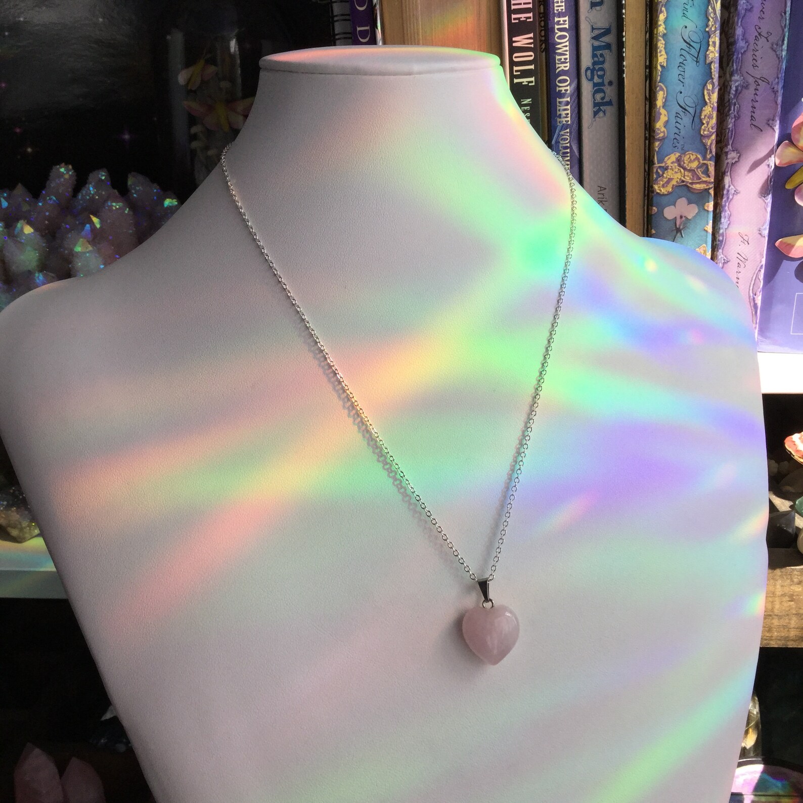 Pale Rose Quartz Heart Necklace Small 18mm on Your Choice of - Etsy