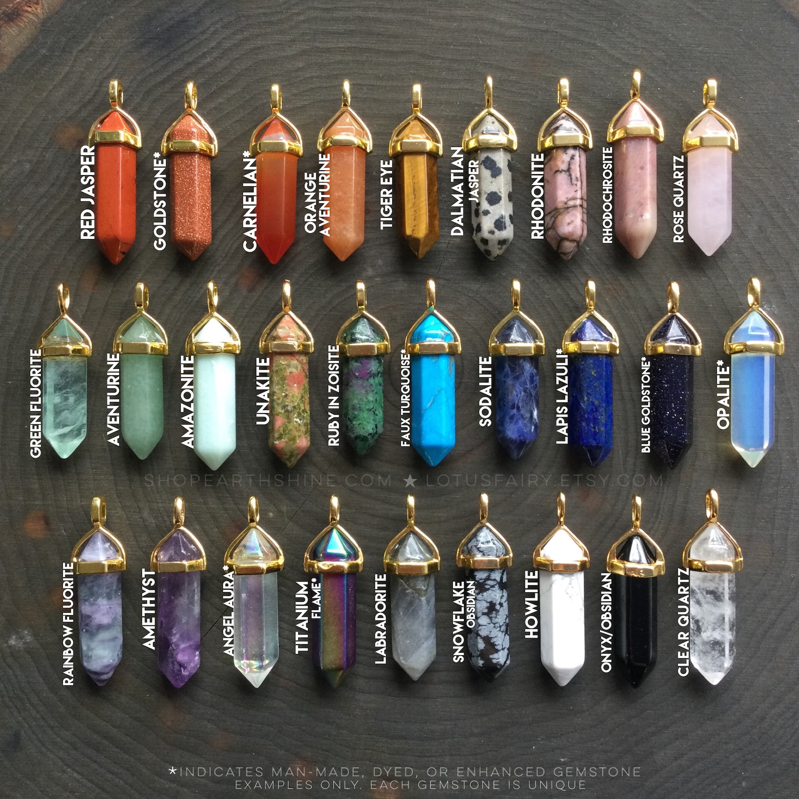 Gold Crystal Necklace Your Choice of Gemstone Point Pendant - Etsy