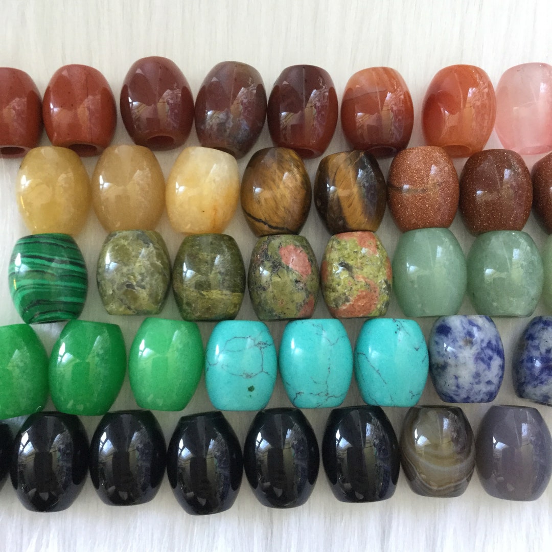 Large Gemstone Loc Bead (1pc) With Silver Rings (5-6mm Hole) - Etsy