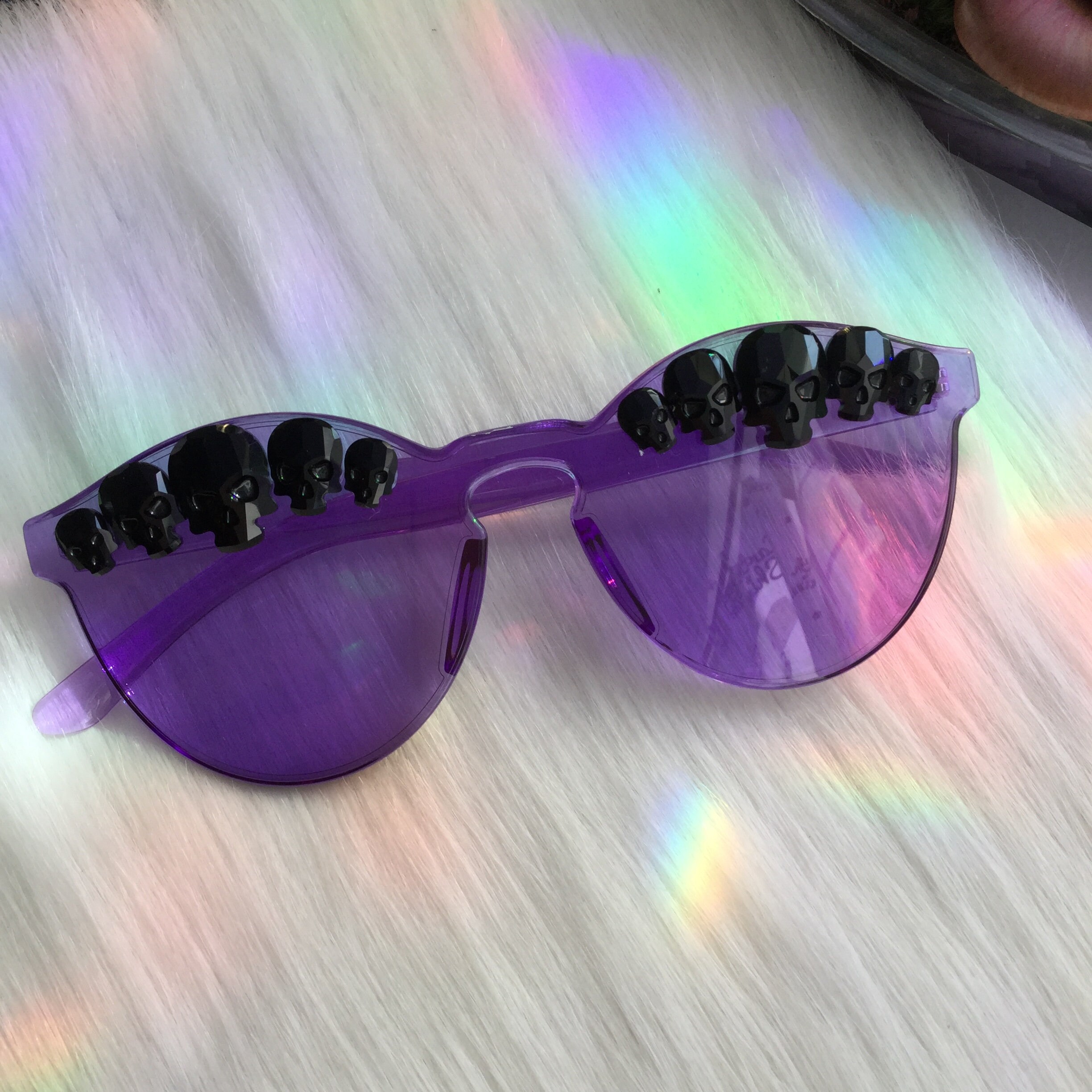 Purple Skull Sunglasses Featuring Black Rhinestone Crystal Etsy