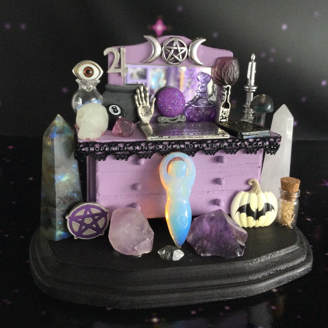 Witch Altar Table, Wiccan Miniature Spirit Board Palm Reader, Pastel ...