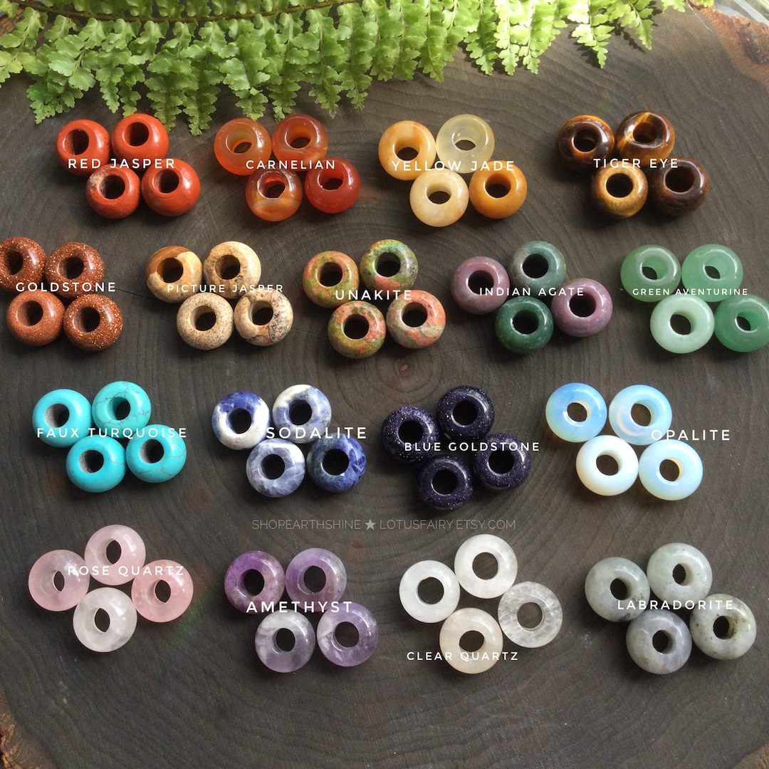Gemstone Hair Beads, Loc Beads, Dreadbeads Set, 4 Pcs You Choose Your ...