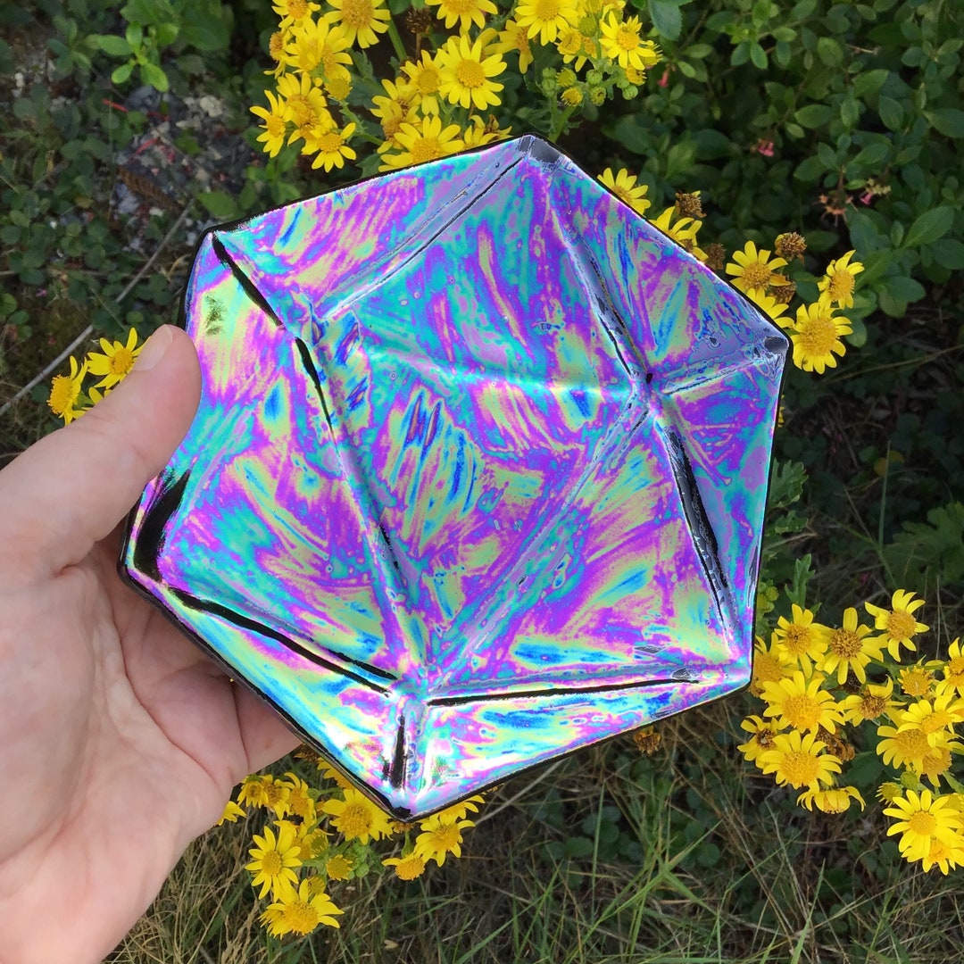 Hand Built and Hand Painted Stoneware Ceramic Pottery Trinket Plate ...