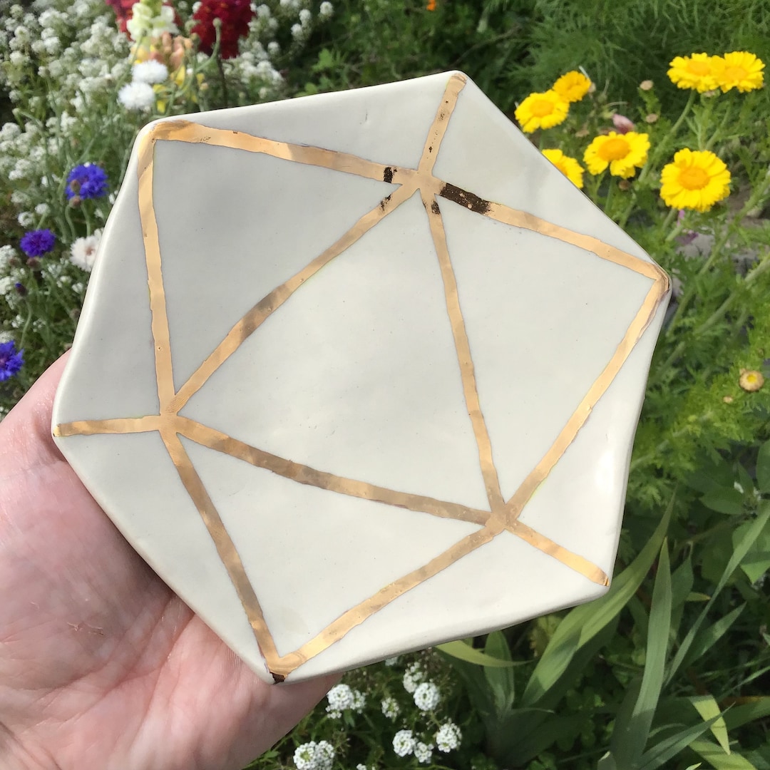 Hand Built and Hand Painted Stoneware Ceramic Pottery Trinket Plate ...