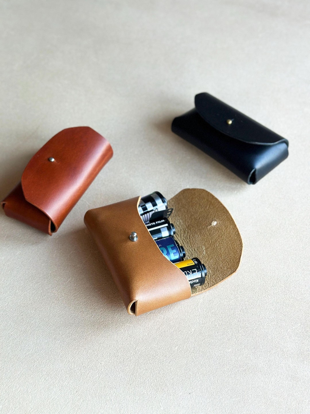 Handmade Leather 35mm Film Case, Holds Four Rolls, Analog Film Holder ...