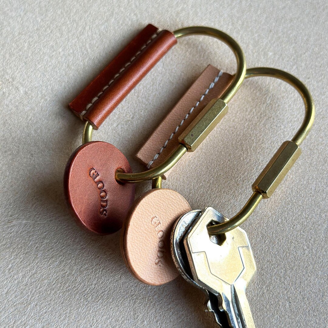 Brass Leather Key Fob – Handmade & Hand-stitched Keychain – Minimalist ...