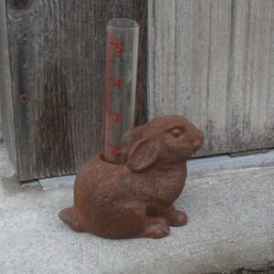 Rabbit Rain Gauge-brown-garden Statuary - Etsy