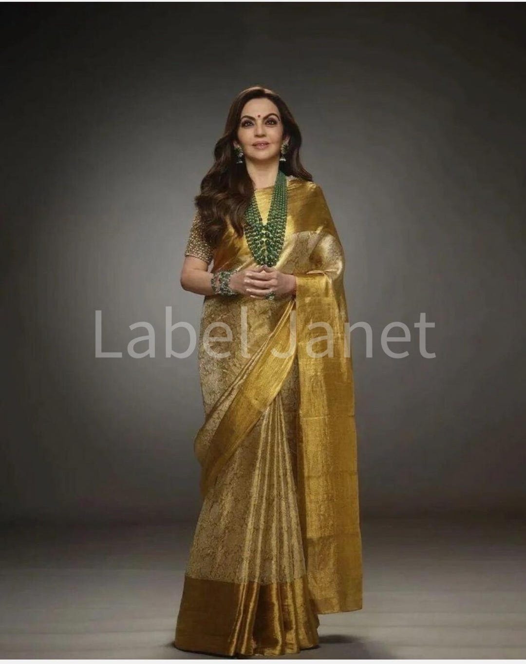 Nita Ambani Inspired Saree With Stitched Blouse | Banarasi Golden ...