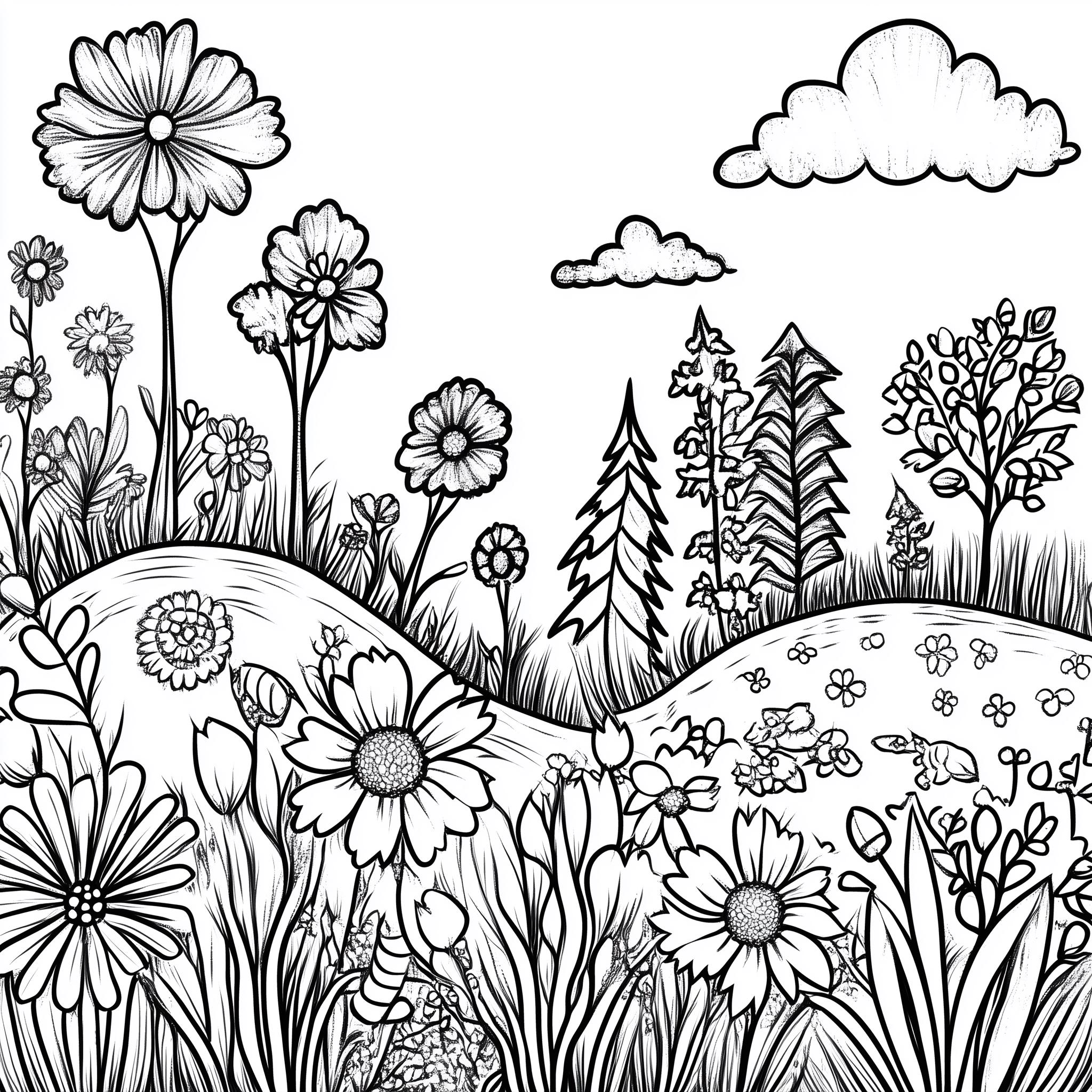 Nature-inspired Coloring Page - Printable PNG | Relaxing Scenery of ...