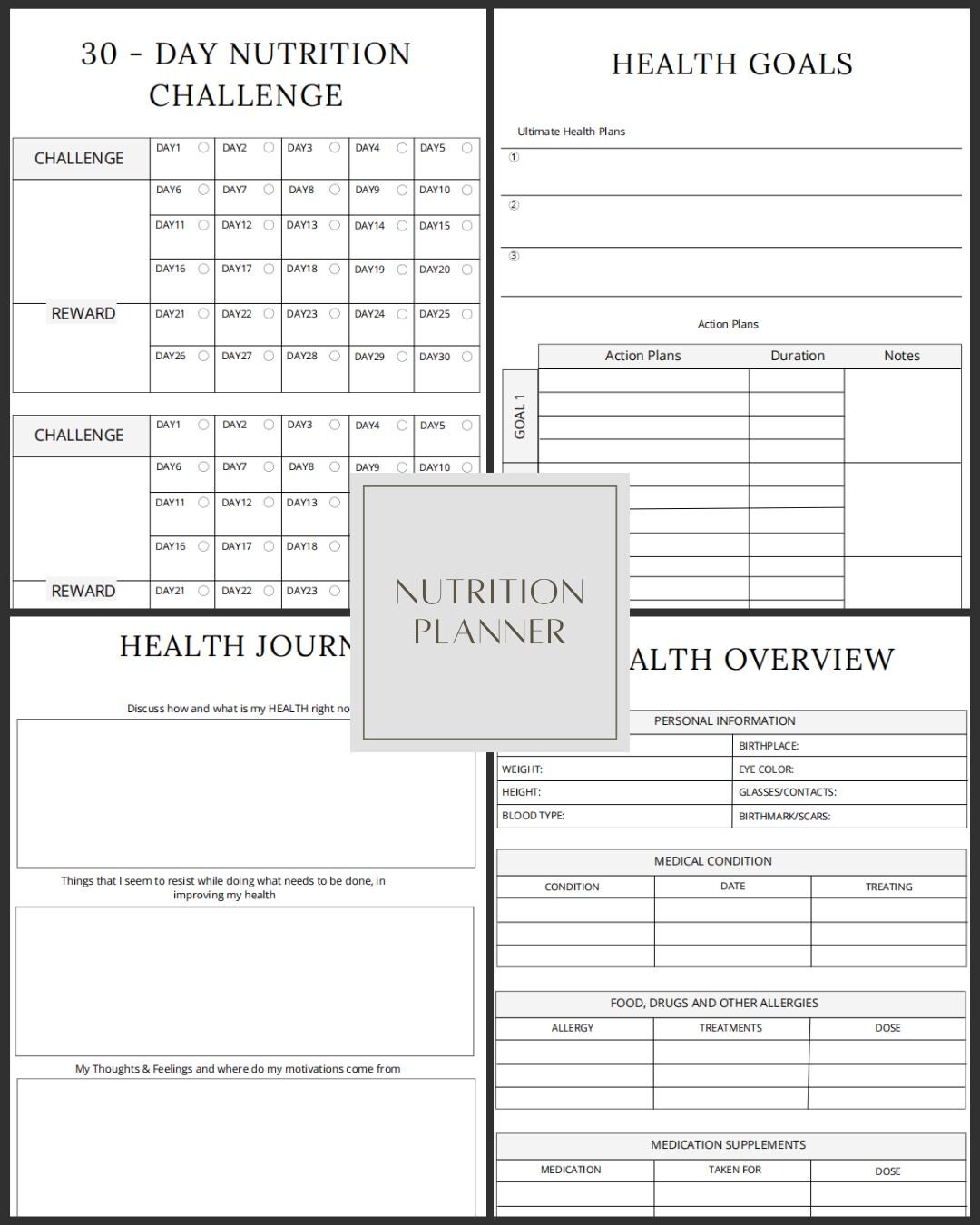 Digital Nutrition Planner - Printable and Downloadable Meal Planner ...