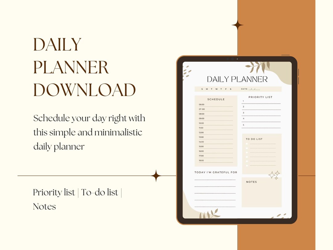 Minimalist Daily Planner Printable Aesthetic Digital Planner PDF ...