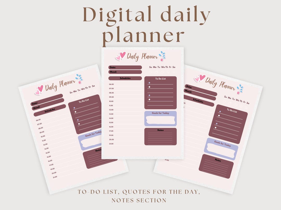 Aesthetic Daily Planner Printable Cute Digital Planner Undated Daily ...