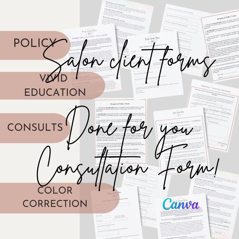 Hair Salon Consultation Form | Editable Client Intake & Appointment ...