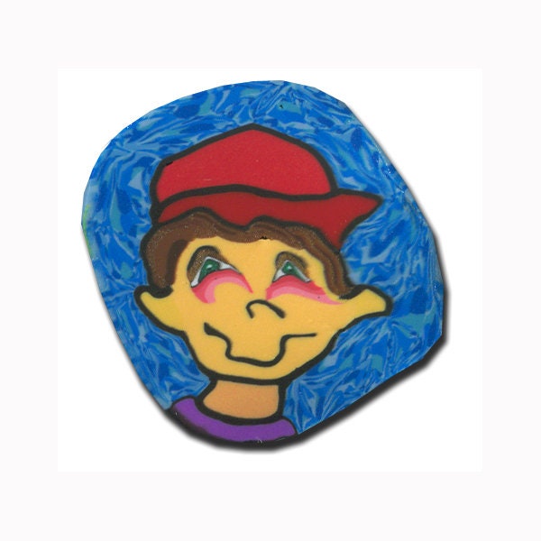 Timmy Little Boy in Red Hat Polymer Clay Cane Silly Milly - Etsy