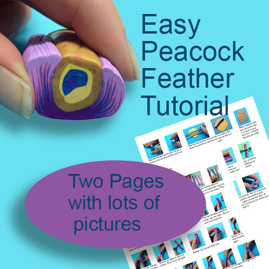 Polymer Clay Cane Tutorial Easy Peacock Feather- PDF - Etsy