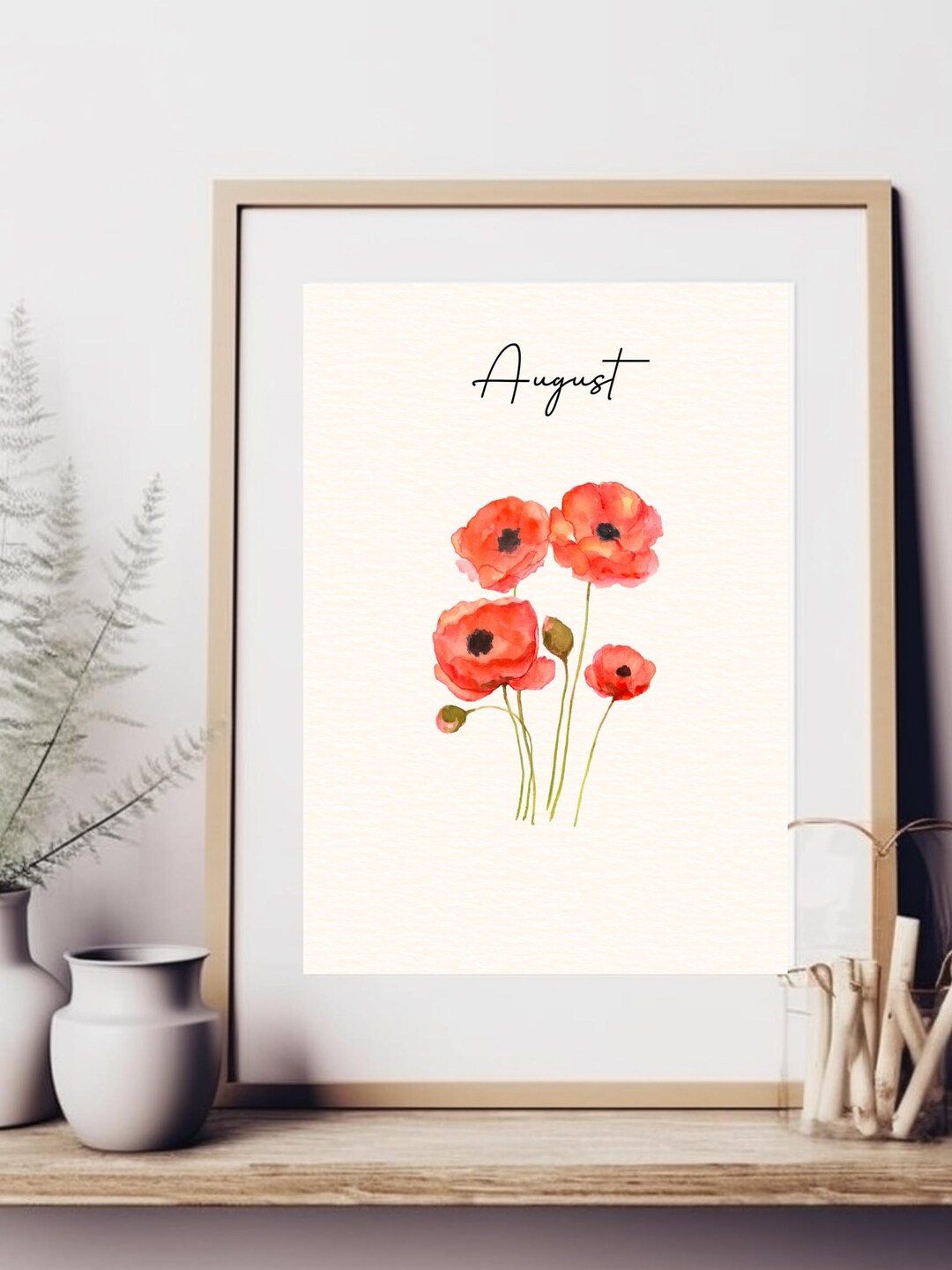 August Birthday Flower Art Poppy Digital Art Download - Etsy