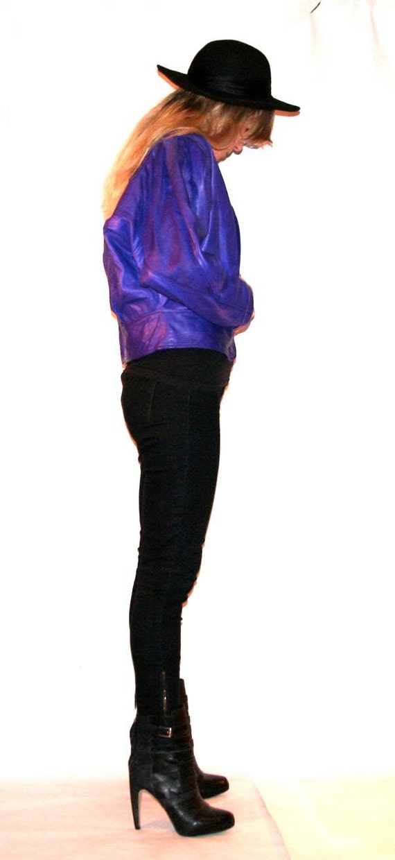 Insanity Purple Vintage Leather Jacket- Size S/M - Gem