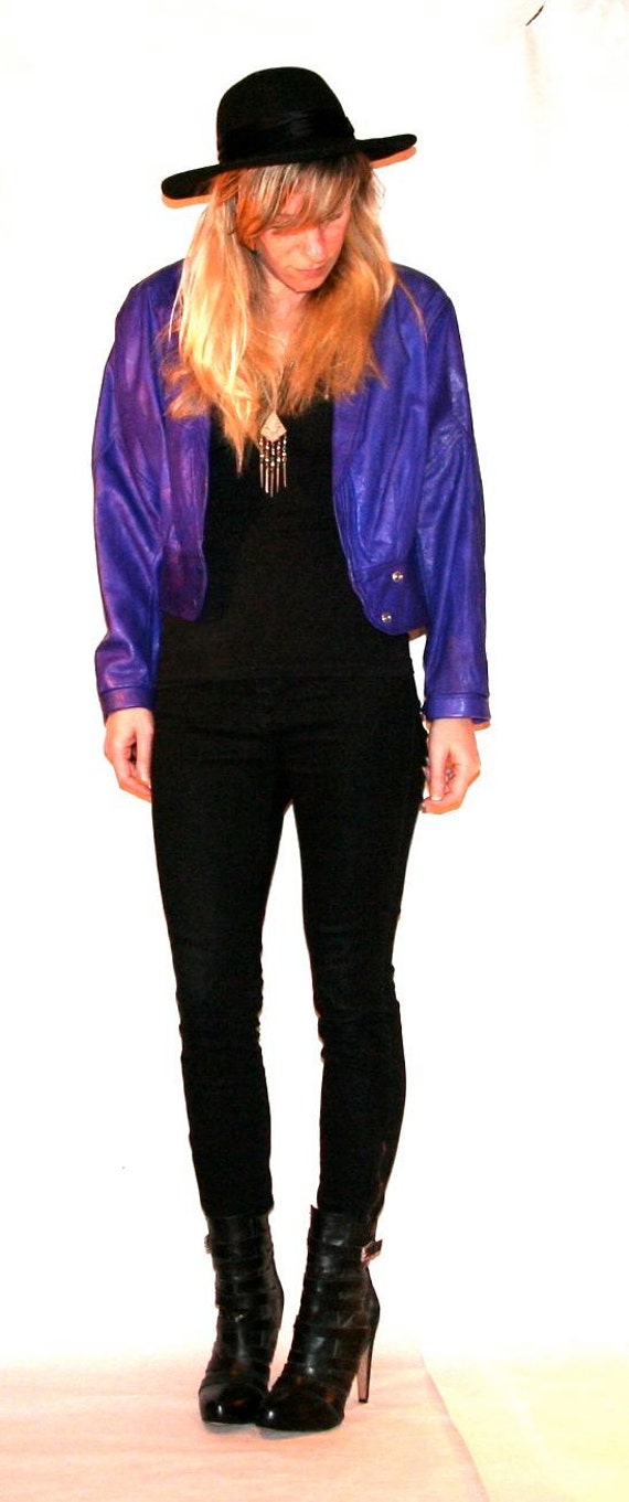 Insanity Purple Vintage Leather Jacket- Size S/M - Gem