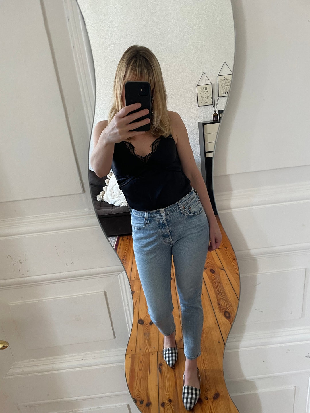 Vintage Black Silk Satin Camisole With Lace Décolletage Size 6 US - Etsy