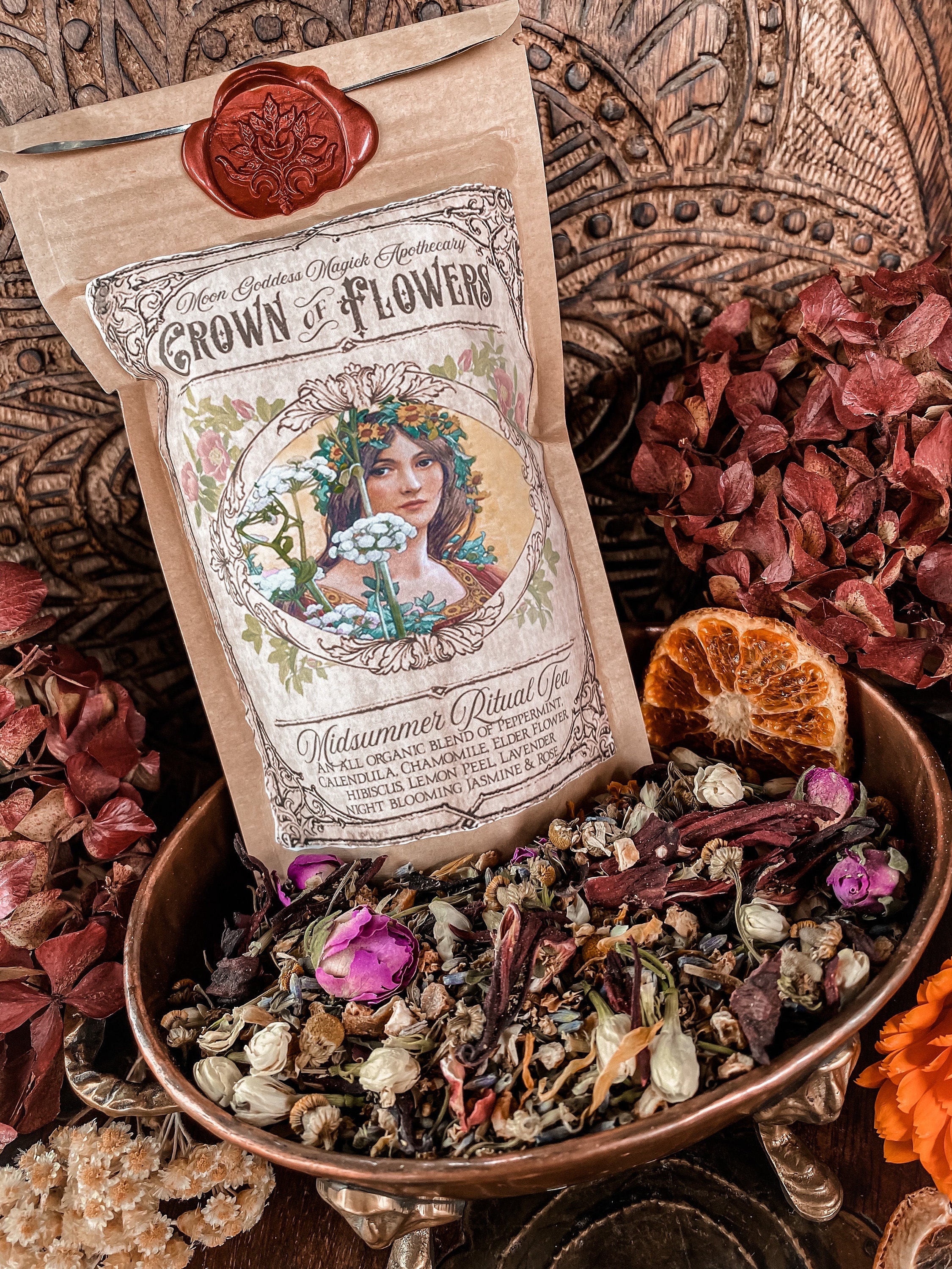 Crown of Flowers ~ Midsummer Organic Herbal Tea ~ Litha Tea ~ Floral ...