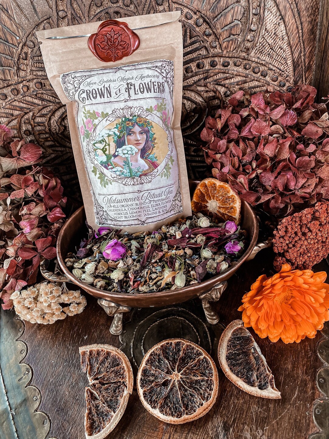 Crown of Flowers ~ Midsummer Organic Herbal Tea ~ Litha Tea ~ Floral ...