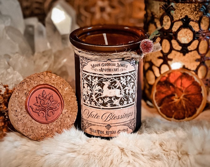 Yule Ritual Candle // 25 Hour // Winter Solstice Candle // Velvet Bag ...