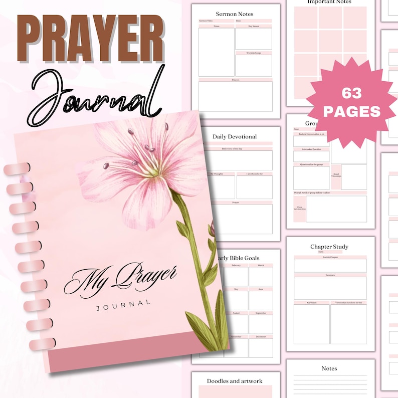 Bible Study Guide | Printable Prayer Journal & Gratitude Journal ...