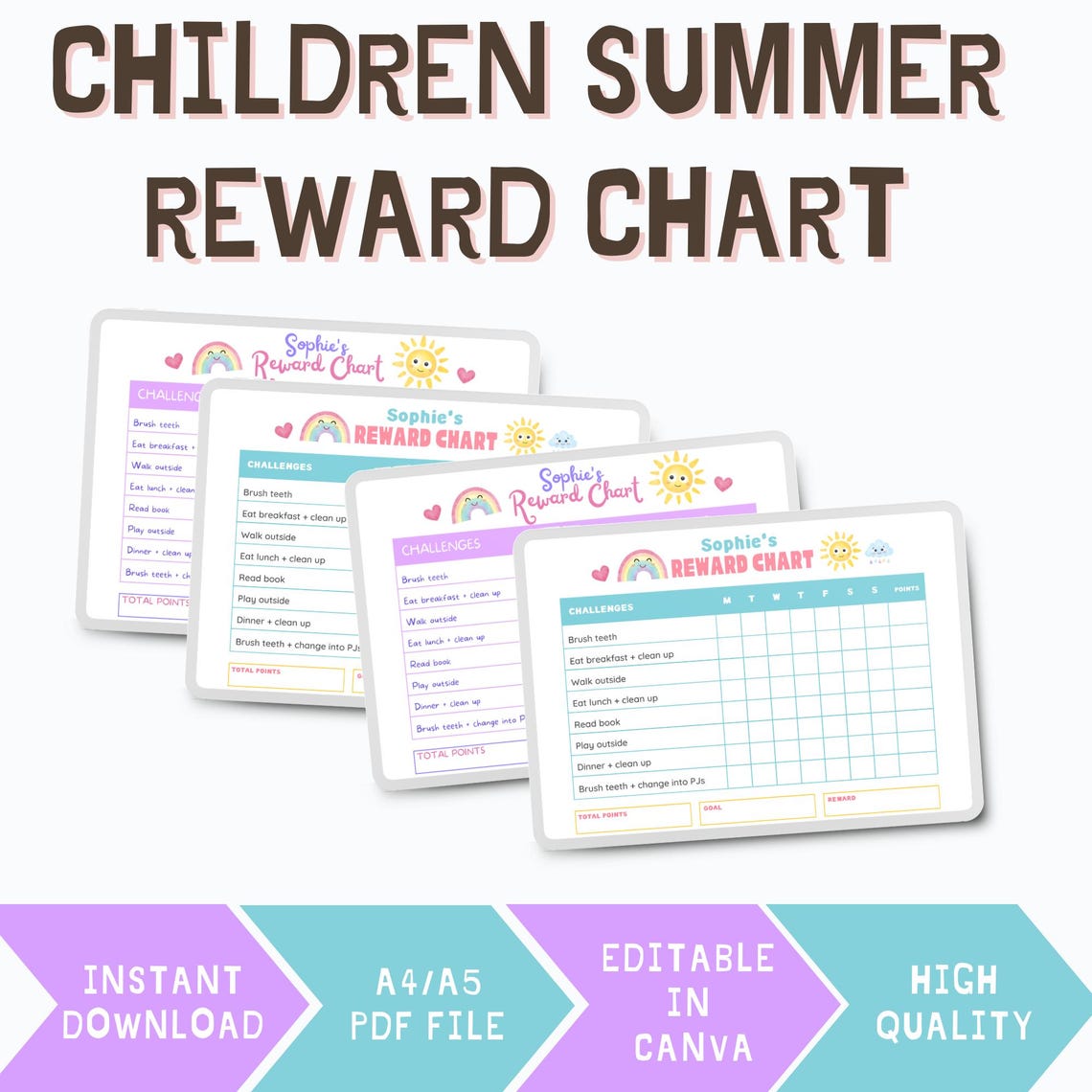 Children Summer Reward Chart | Fun & Engaging Behavior Tracker ...