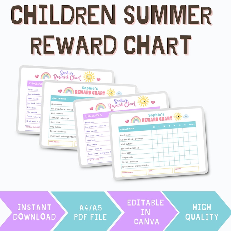 Children Summer Reward Chart | Fun & Engaging Behavior Tracker ...