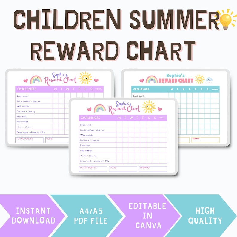 Children Summer Reward Chart | Fun & Engaging Behavior Tracker ...