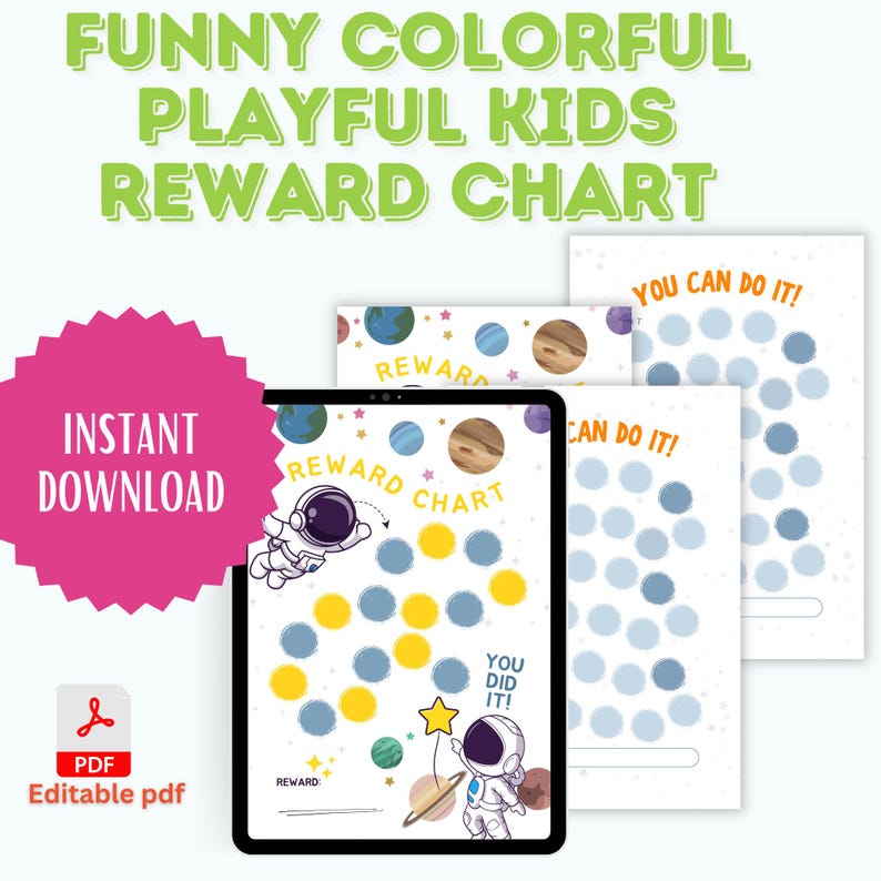 Kids Reward Chart, Funny Colorful Playful A4 Printable Motivational ...