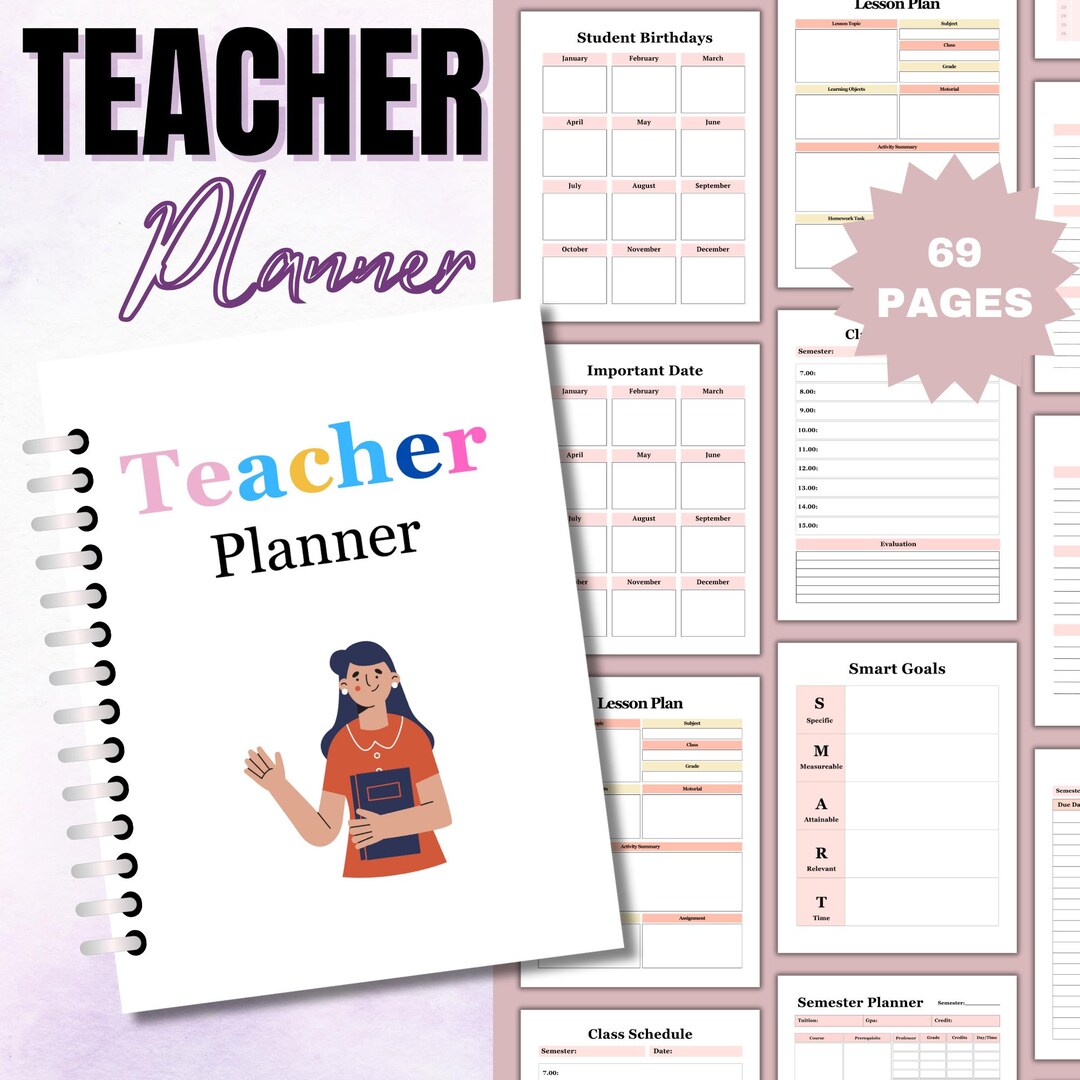 Teacher Planner 2025 | Printable Digital Academic Planner Kit | Teacher ...