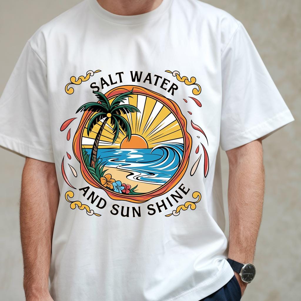 Salt Water and Sun Shine Png, Sublimation Design, Summer Png, Retro ...