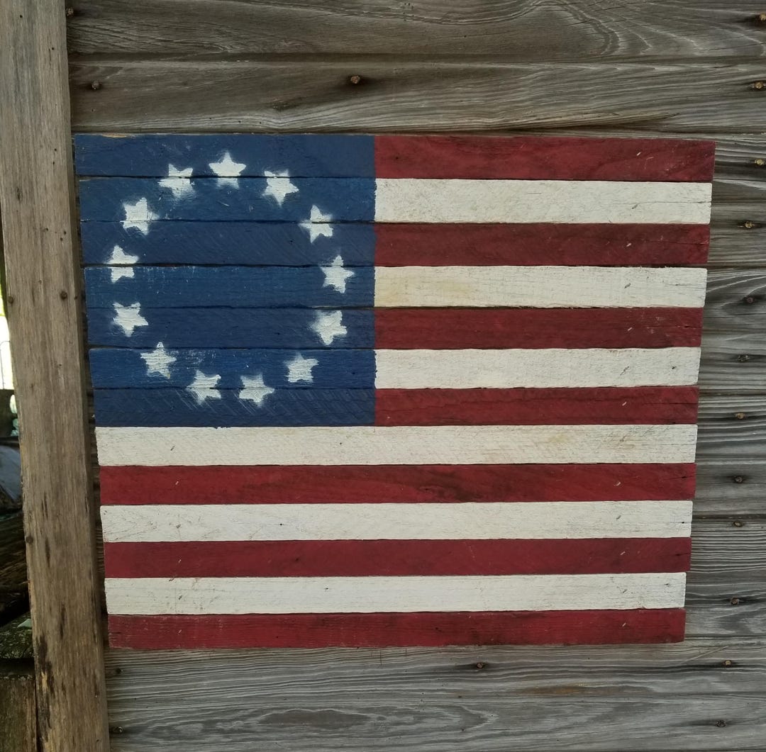 Primitive American Flag Rustic Folk Art - Etsy