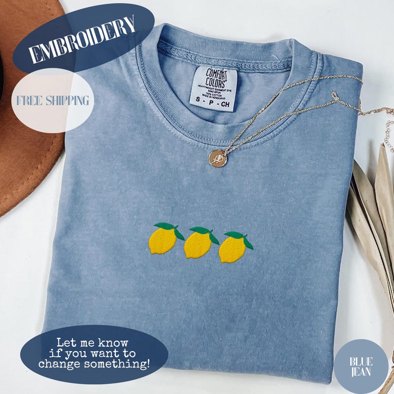Embroidered Lemon - Etsy