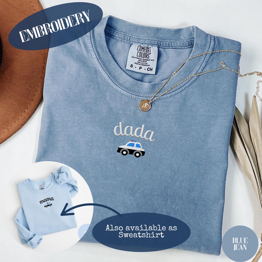 Custom Embroidered Police Car Birthday Shirt, Comfort Colors ...
