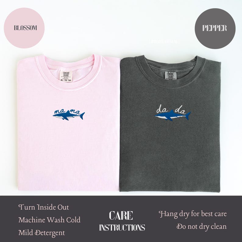 Embroidered Mama Shark, Dada Shark Shirt, Custom Mama Dada Shark ...