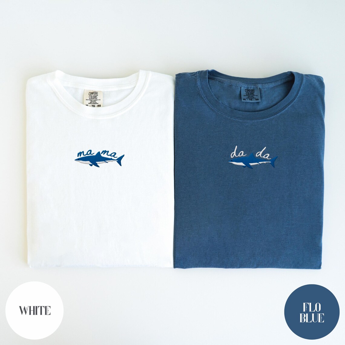 Embroidered Mama Shark, Dada Shark Shirt, Custom Mama Dada Shark ...