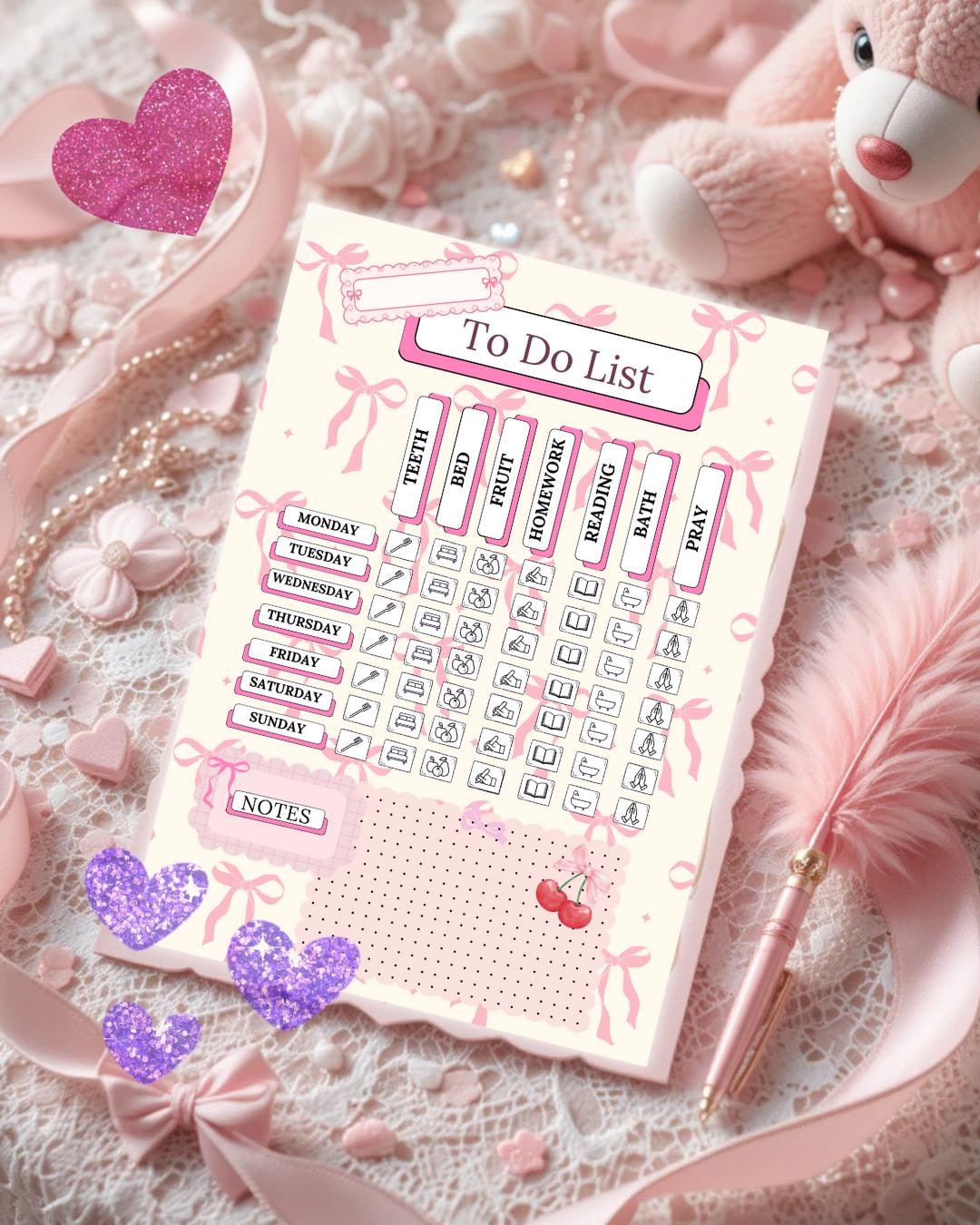 Coquette Chore Chart / Planner for Girls / Chores for Girls / Coquette ...