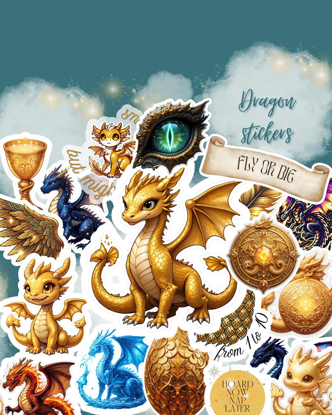 Dragon Stickers / Book Dragons / Fantasy Book Stickers / Fantasy Girlie ...