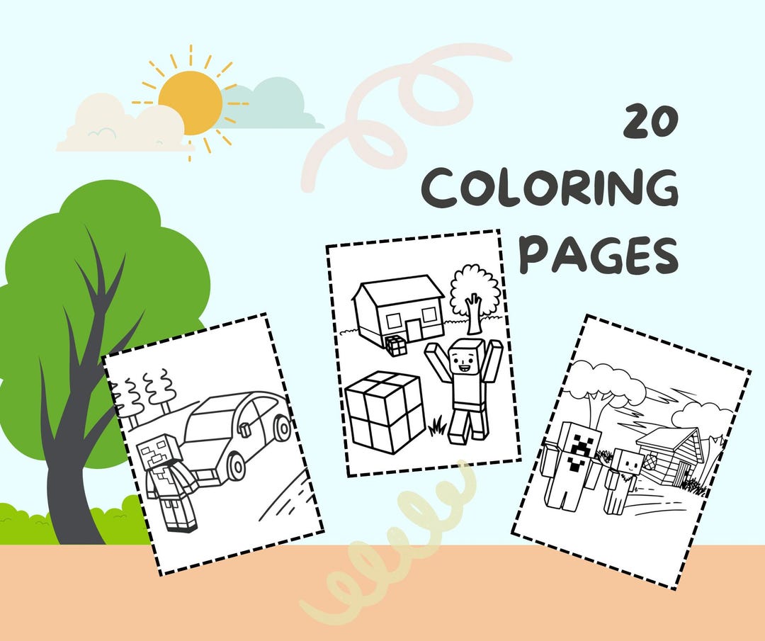 20 Minecraft Coloring Pages for Kids. - Etsy