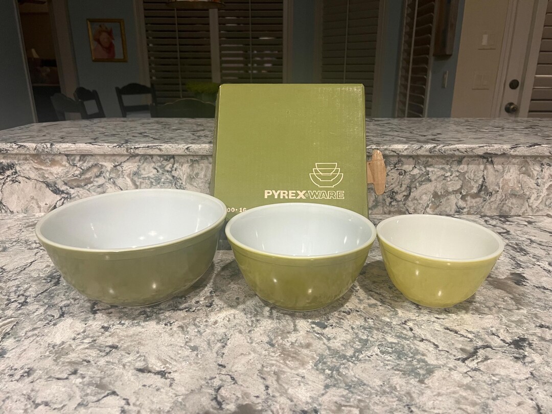 Pyrex Verde 3 Bowl Set With Box - Etsy