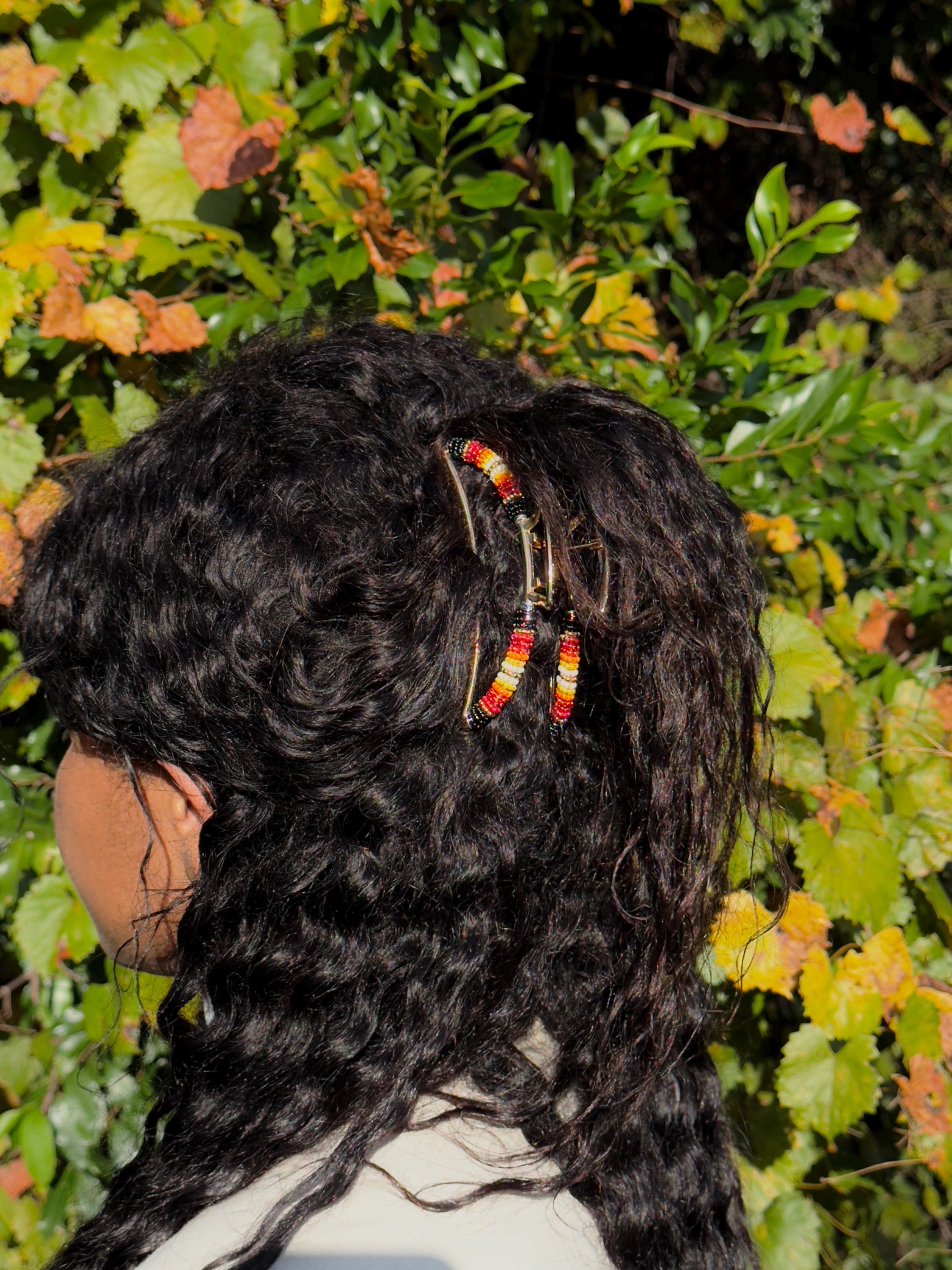 Handmade Native American Beadwork Hair Clip: Gold Claw , Silver Claw (4 ...