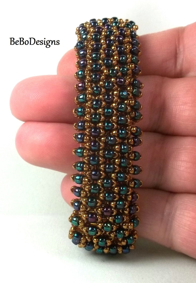 Loopy Loop Bead Woven Seed Bead Bracelet in Metallic Blue Iris AB - Etsy