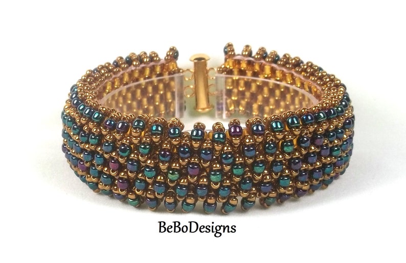 Loopy Loop Bead Woven Seed Bead Bracelet in Metallic Blue Iris AB - Etsy