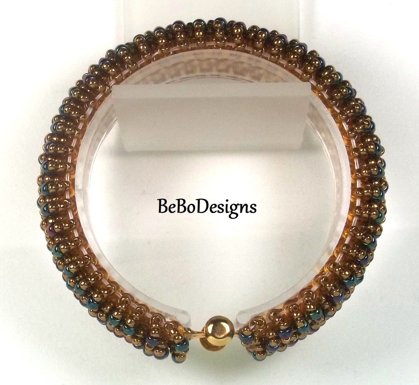 Loopy Loop Bead Woven Seed Bead Bracelet in Metallic Blue Iris AB - Etsy