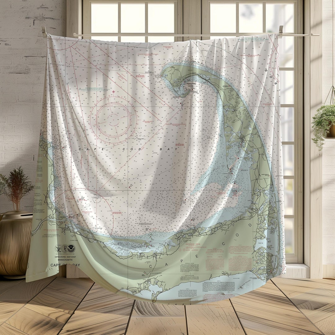 Luxury Cape Cod Bay Maritime Map Duvet Cover 100% Cotton Sateen Custom ...