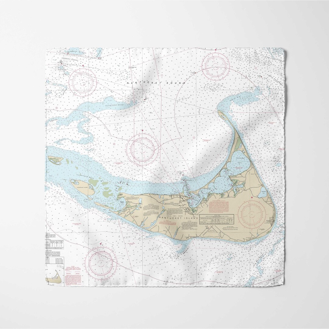 Nantucket Island Massachusetts Nautical Chart Silk Scarf - Etsy